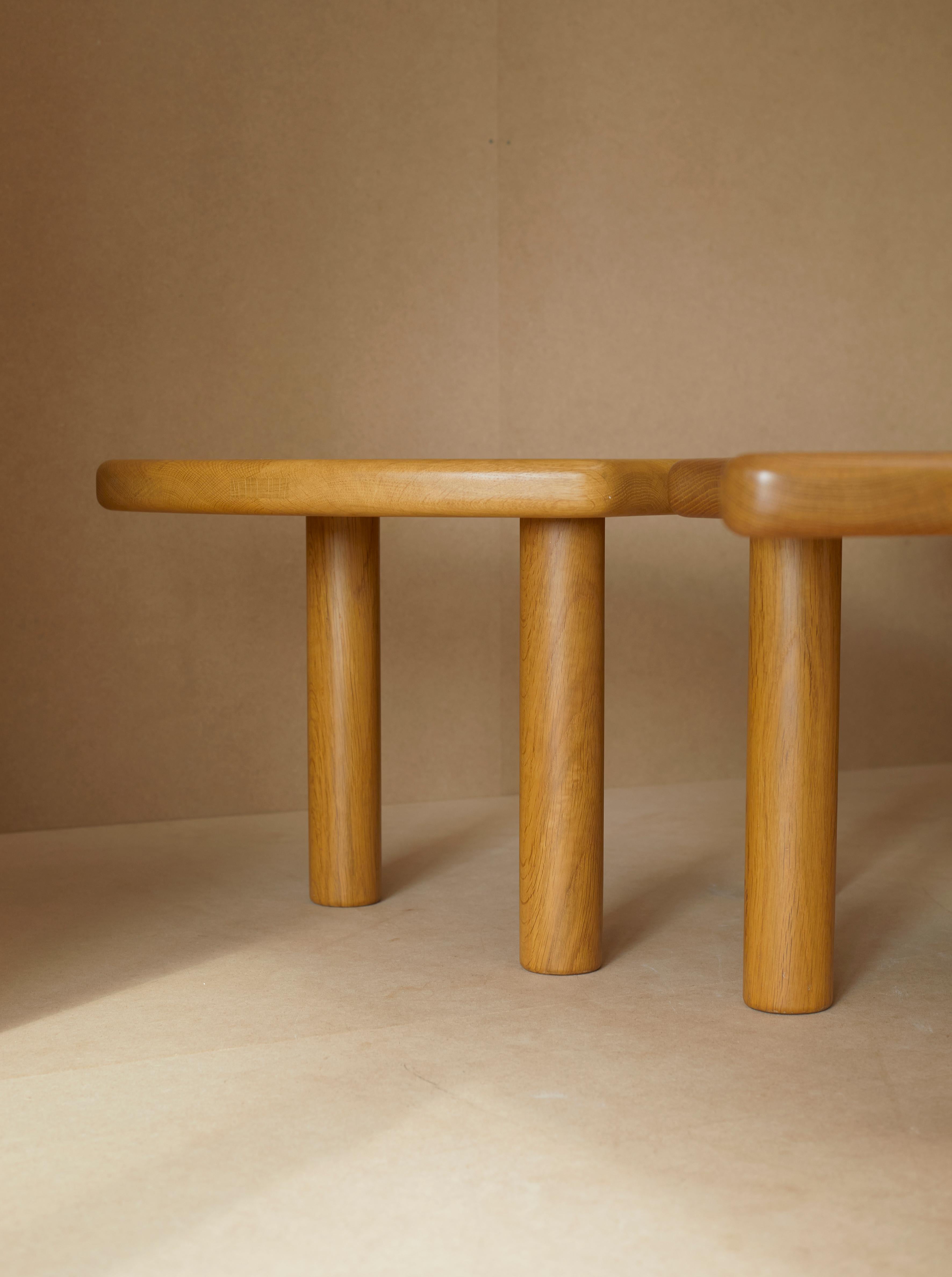 1980s French Limited, Made-to-order Solid Oak Modular Coffee Tables For ...