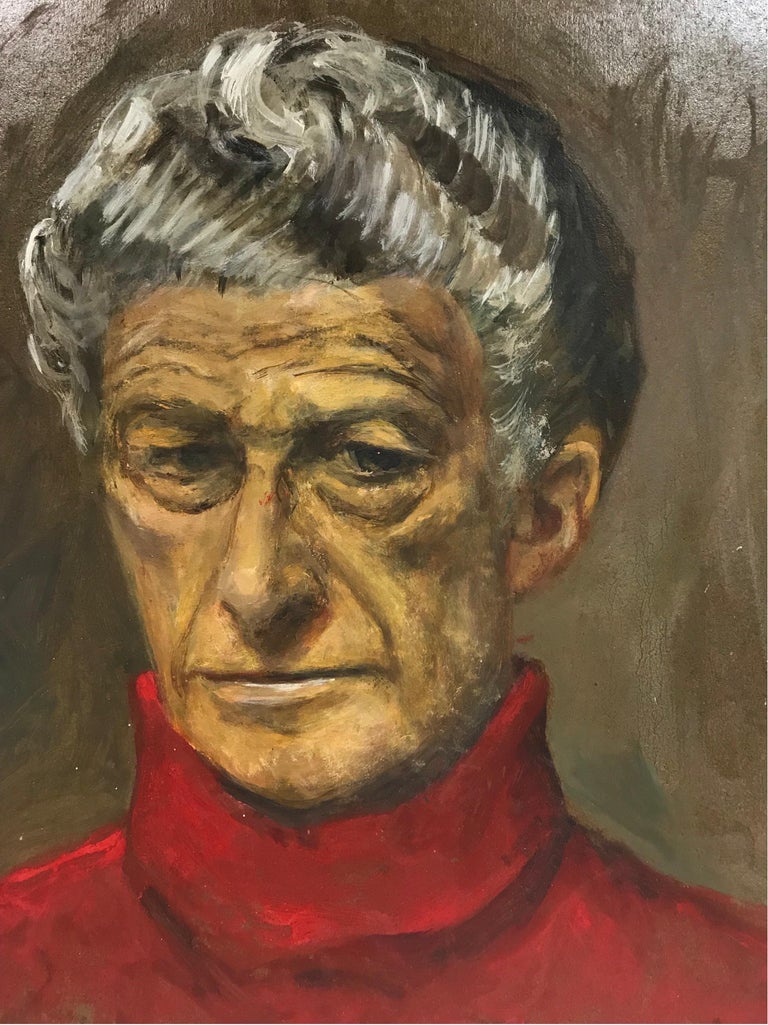 1980's French - Portrait of Distinguished Man in Red Polo Neck Sweater ...