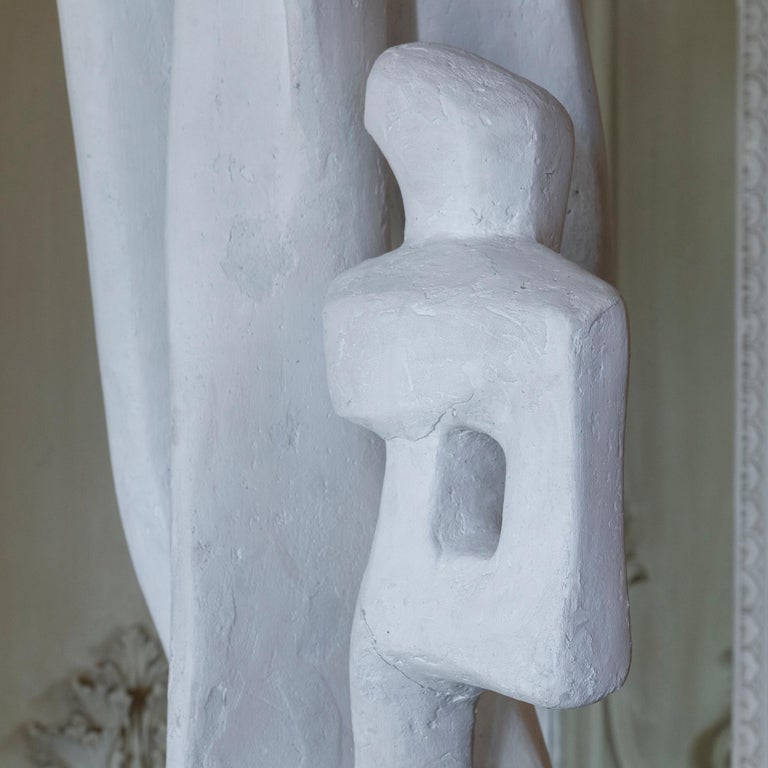 1980s French Roger Desserprit White Concrete Abstract Sculpture on ...
