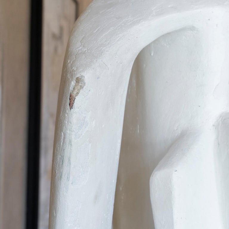 1980s French Roger Desserprit White Concrete Abstract Sculpture on ...