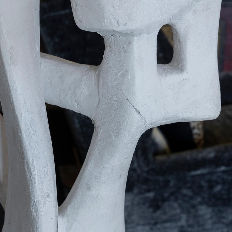 1980s French Roger Desserprit White Concrete Abstract Sculpture on ...