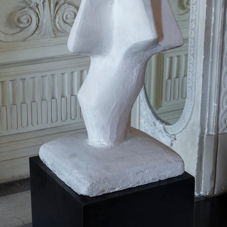 1980s French Roger Desserprit White Concrete Abstract Sculpture on ...