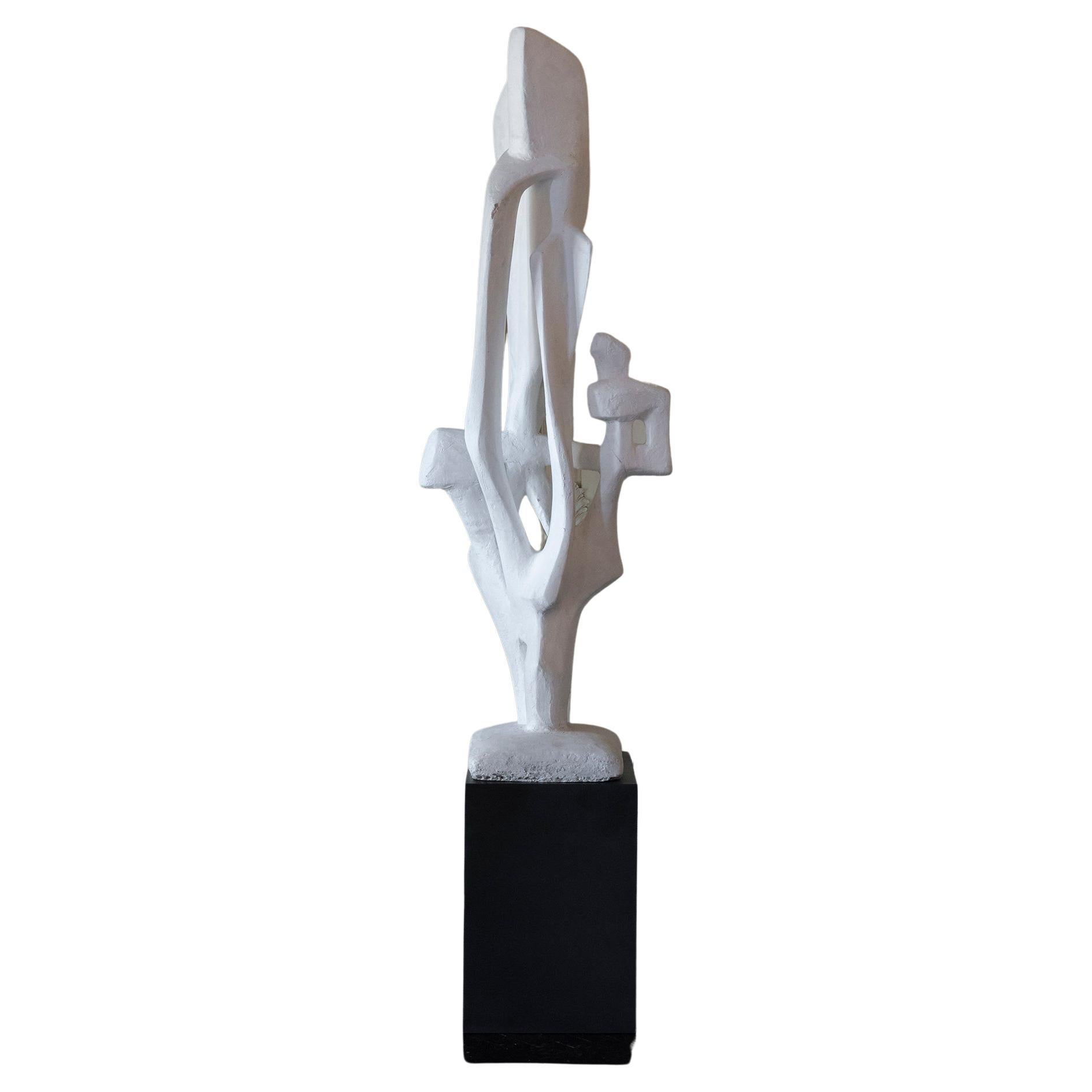 1980s French Roger Desserprit White Concrete Abstract Sculpture on ...