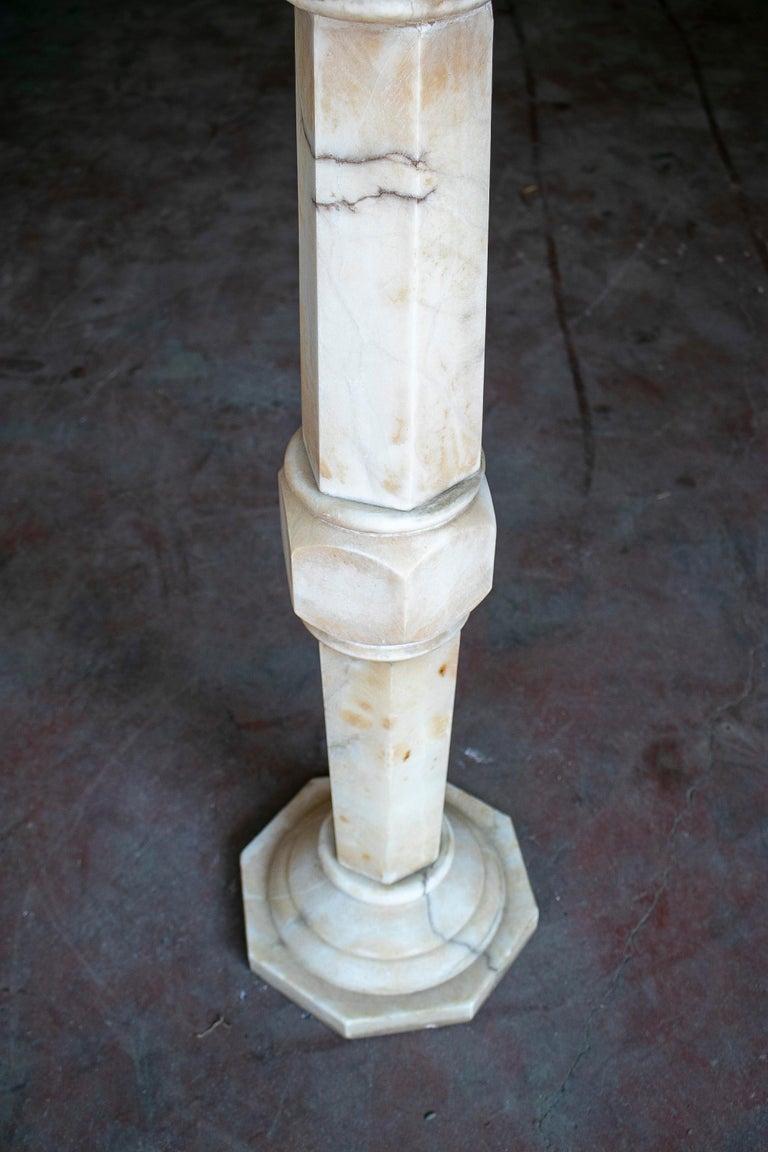 1980s French Romantic Woman Marble Sculpture w/ Pedestal Base For Sale ...