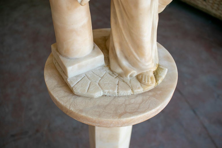 1980s French Romantic Woman Marble Sculpture w/ Pedestal Base For Sale ...