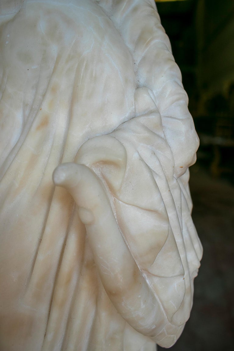 1980s French Romantic Woman Marble Sculpture w/ Pedestal Base For Sale ...
