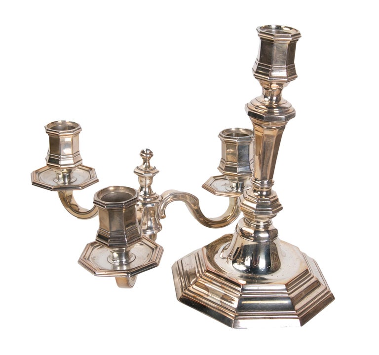 1980s French Silver Plated Metal Candlestick by Christofle France For ...