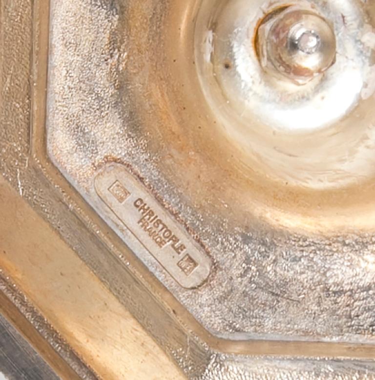 1980s French Silver Plated Metal Candlestick by Christofle France For ...