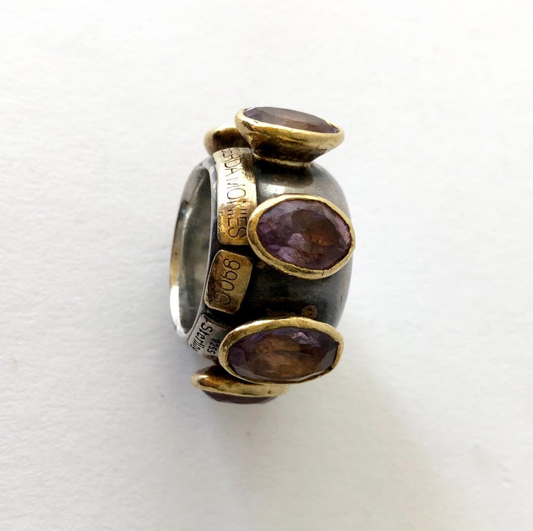 1980s Gerda Lyndgaard Monies Amethyst Sterling Silver 23 Karat Danish ...