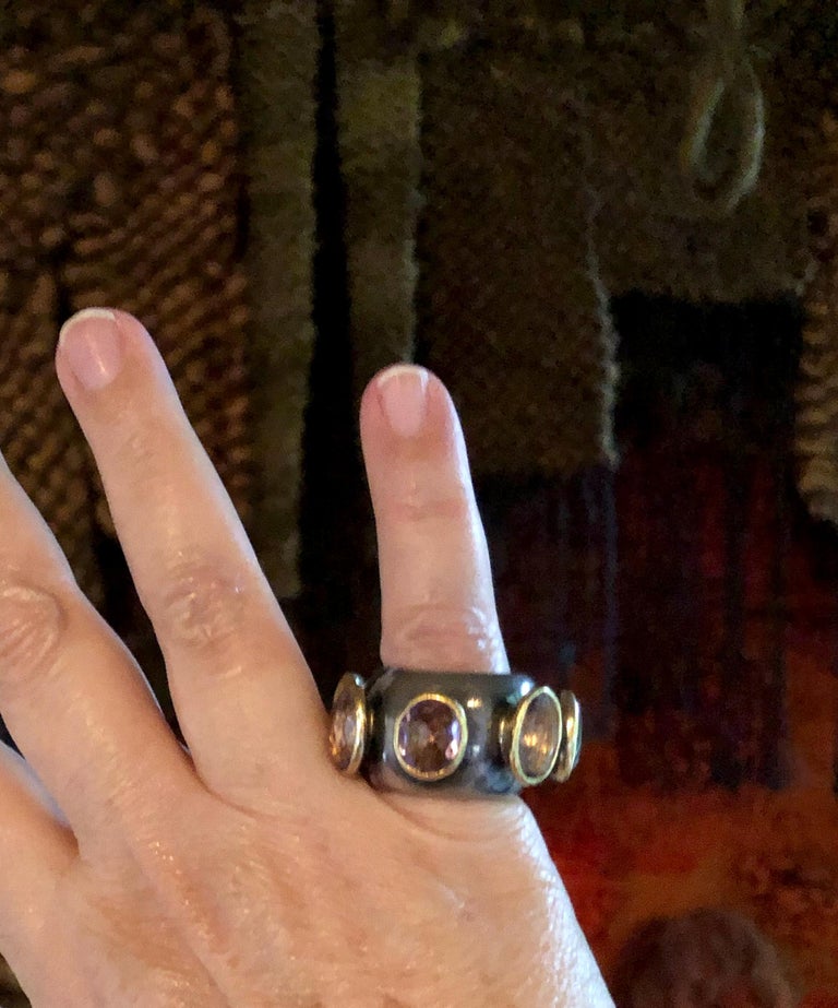 1980s Gerda Lyndgaard Monies Amethyst Sterling Silver 23 Karat Danish ...