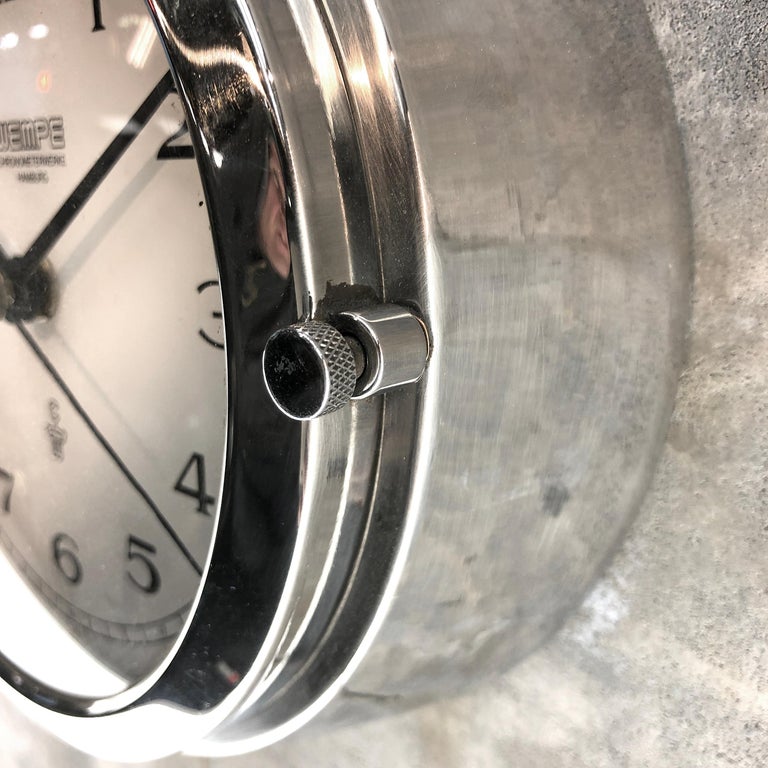 1980s German Chrome Circular Chronometer Quartz Wall Clock by Wempe at ...