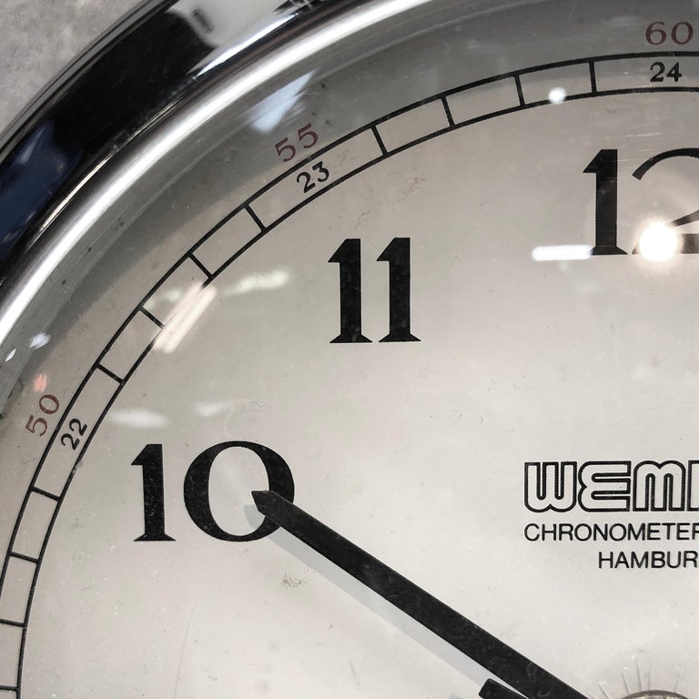 1980s German Chrome Circular Chronometer Quartz Wall Clock by Wempe at ...