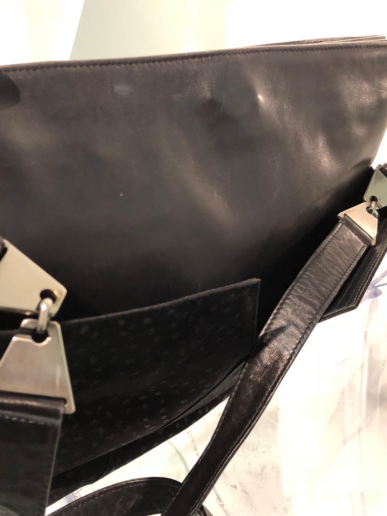 1980s Gianni Versace Black Leather and Suede Shoulder Bag W/ Peaked ...