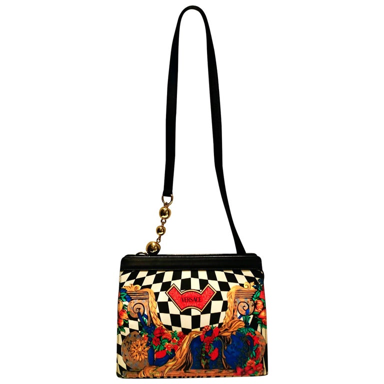1980s Gianni Versace Checkered Flower Print Shoulder Bag at 1stDibs ...