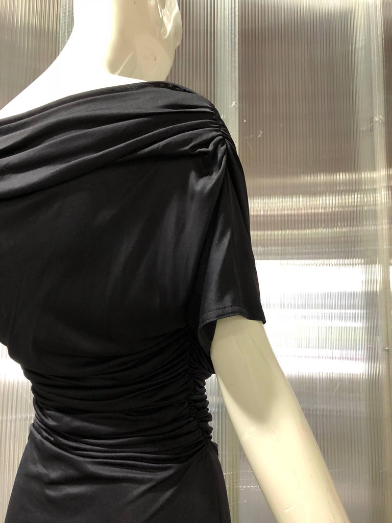 1980s Gianni Versace Midnight Blue Off-The-Shoulder Ruched Silk Jersey ...