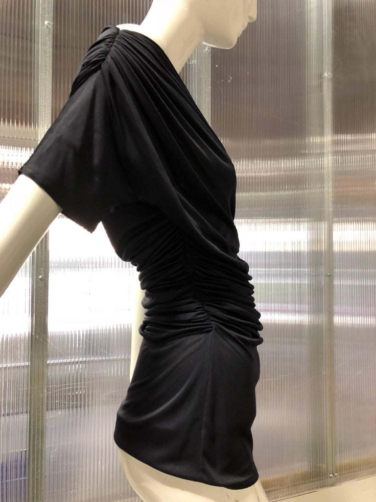 1980s Gianni Versace Midnight Blue Off-The-Shoulder Ruched Silk Jersey ...