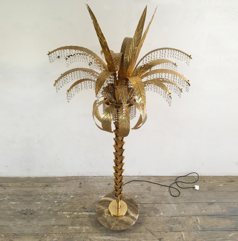 1980s Gilt Crystal Palm Tree Floor Lamp at 1stDibs | palm tree floor ...