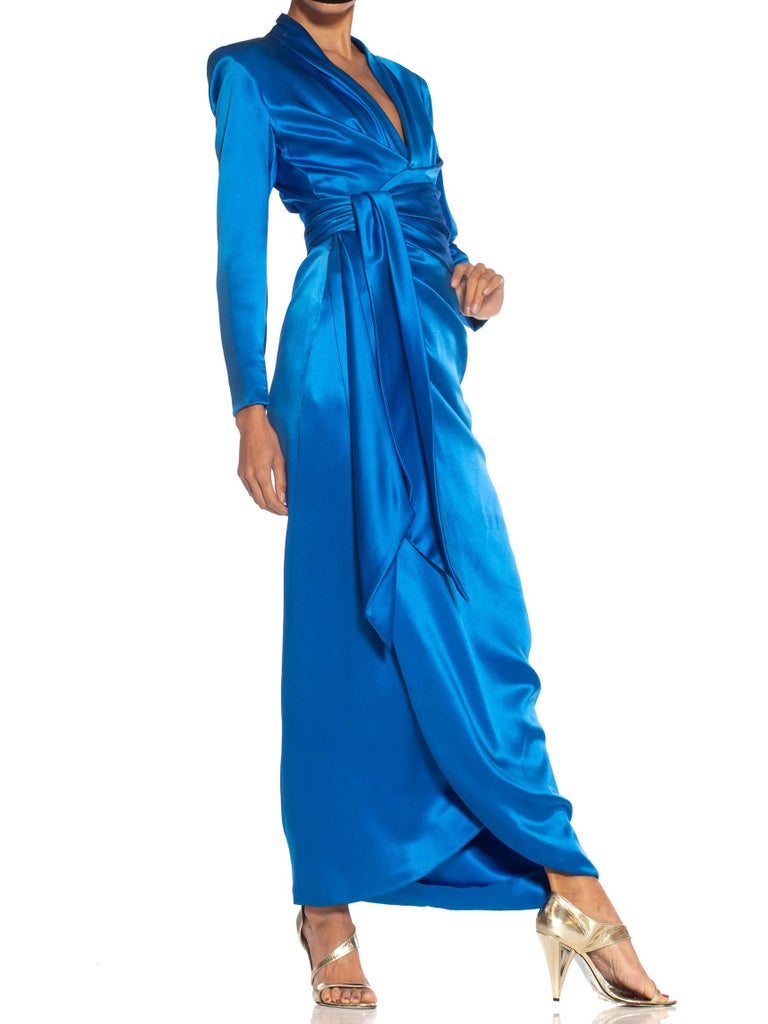 1980S GIVENCHY Electric Blue Haute Couture Silk Double Faced Satin ...