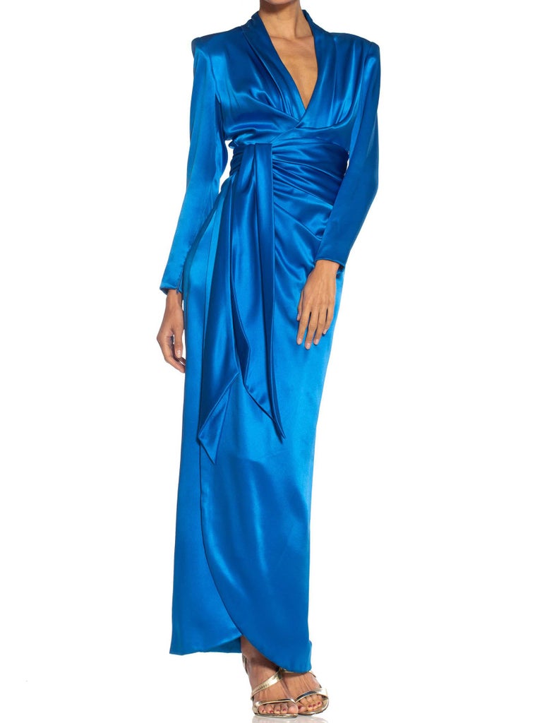 1980S GIVENCHY Electric Blue Haute Couture Silk Double Faced Satin ...
