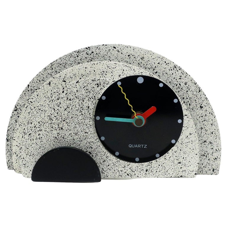 1980s Grey and Black Stacked Desk or Mantel Clock For Sale at 1stDibs