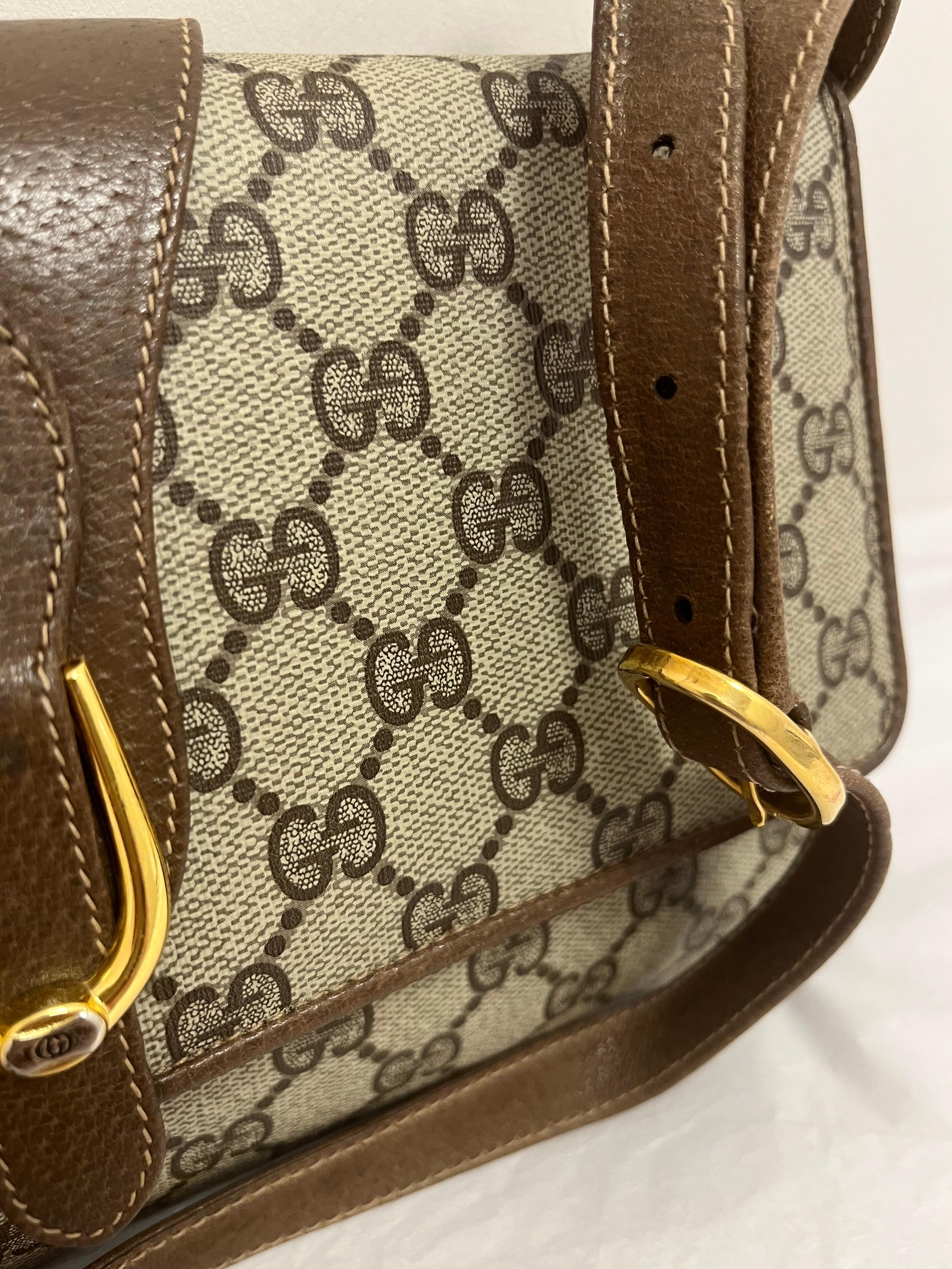 1980s Gucci Coated Canvas and Leather GG Monogram Crossbody For Sale at ...