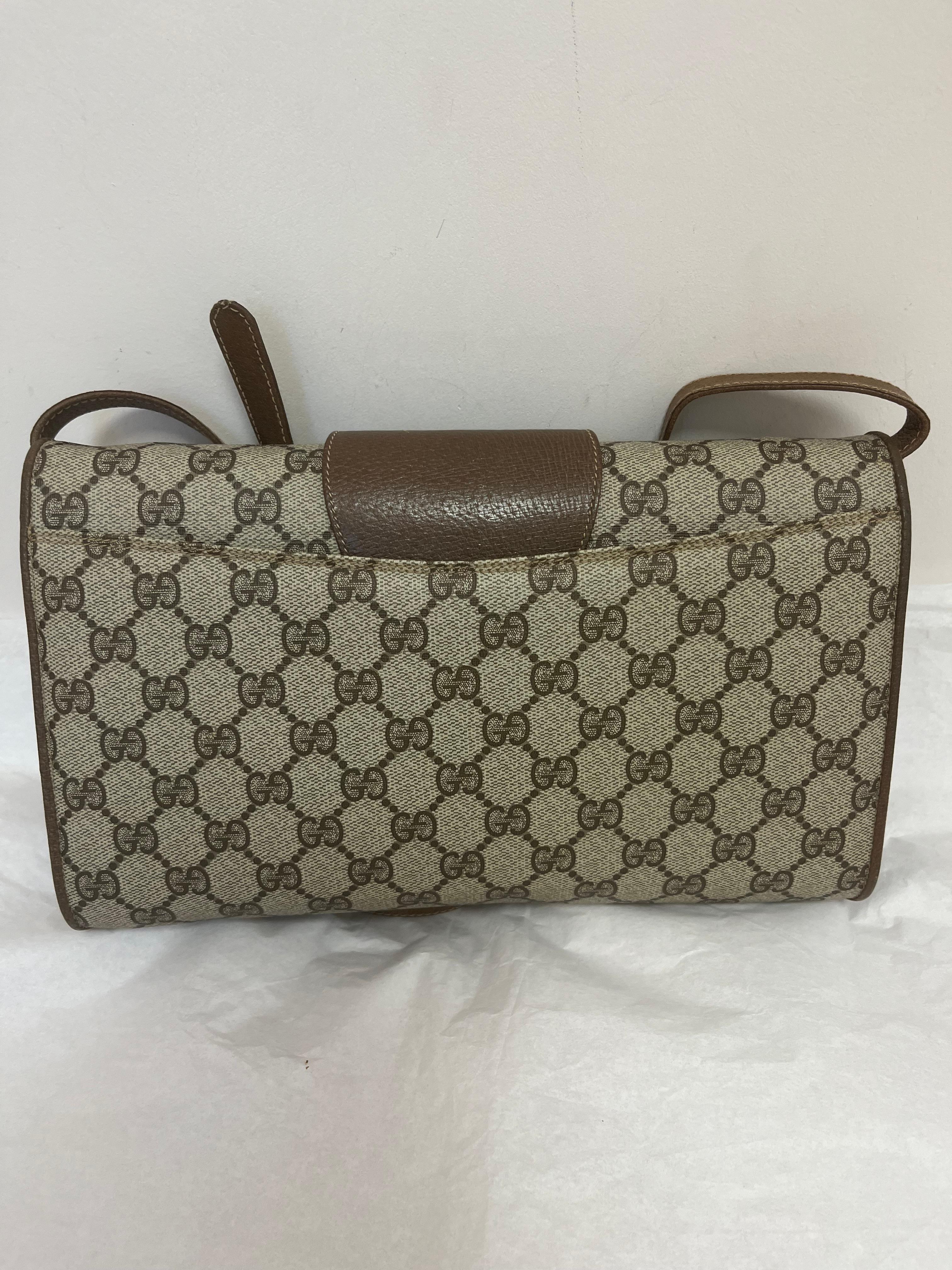 1980s Gucci Coated Canvas and Leather GG Monogram Crossbody For Sale at ...