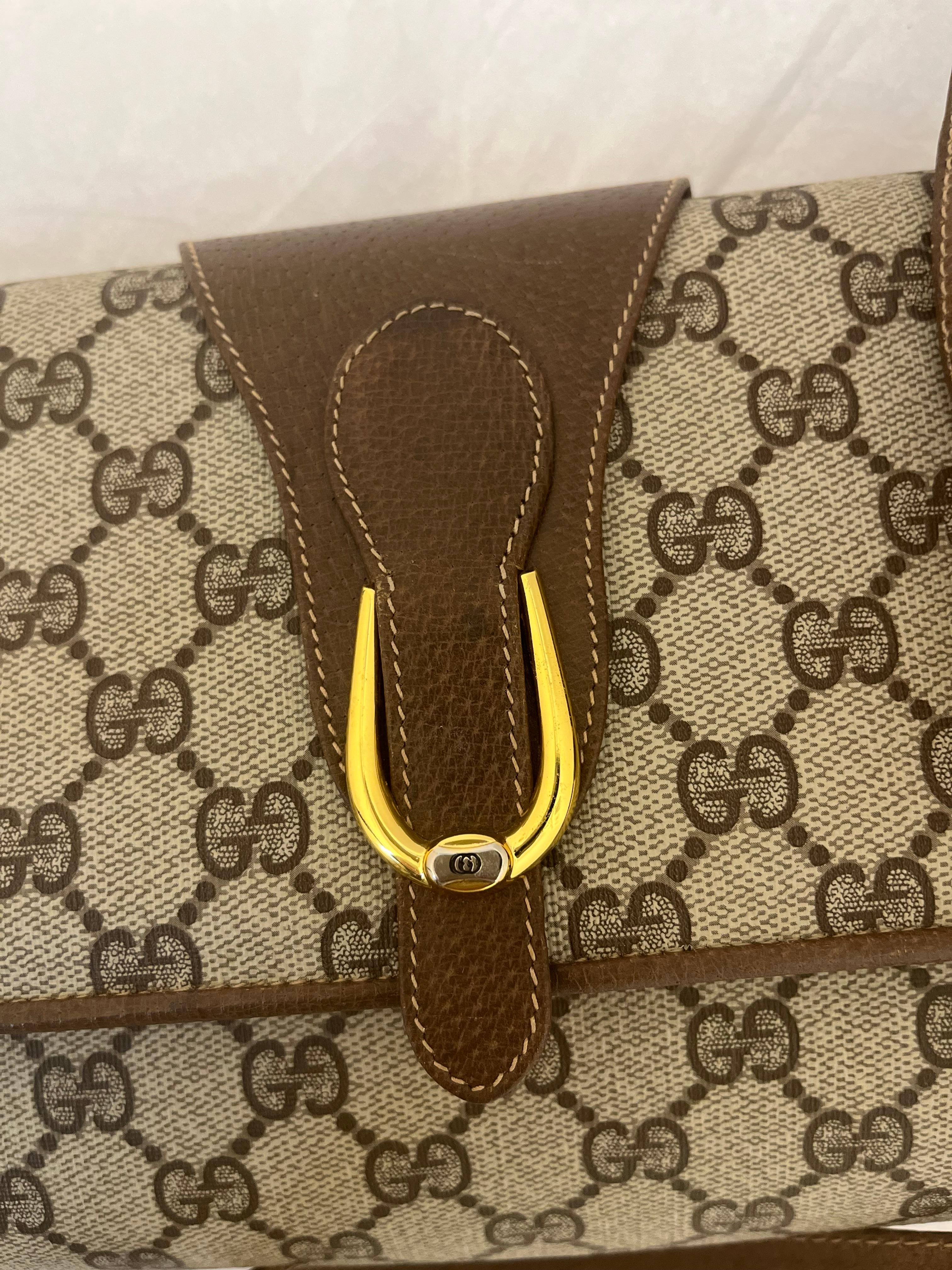 1980s Gucci Coated Canvas and Leather GG Monogram Crossbody For Sale at ...