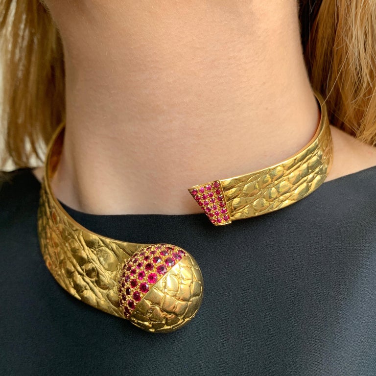 1980s Gucci Ruby and Gold Collar at 1stDibs