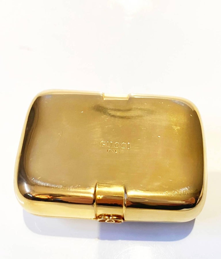 1980s Gucci Sherry Line Gold Tone Metal Soap Jewellery Pill Box For ...
