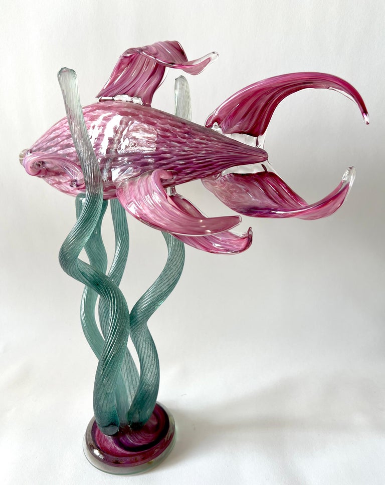 1980s Hand Blown Italian Murano Zanfirico Art Glass Fish Sculpture For ...