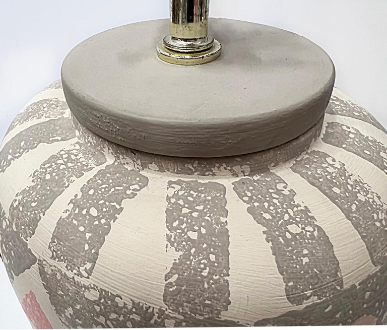 1980s, Hand Painted Geometric Design Pottery Table Lamps, Pair For Sale ...