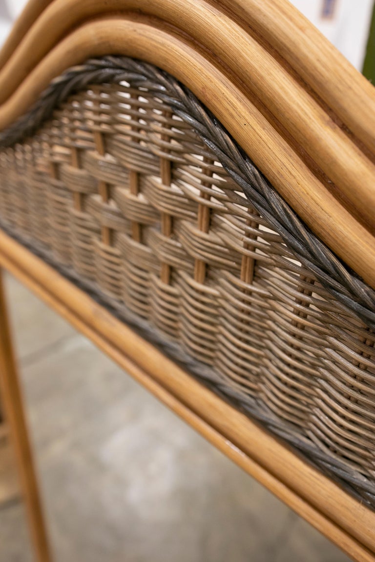 1980s Handmade Wicker Wall Mirror For Sale at 1stDibs