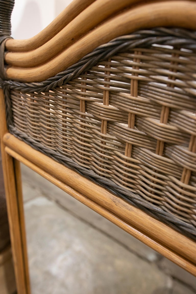 1980s Handmade Wicker Wall Mirror For Sale at 1stDibs