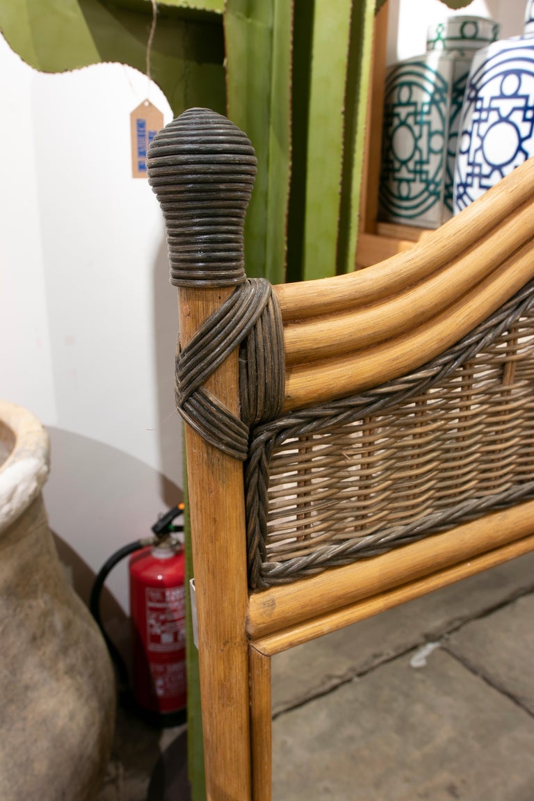 1980s Handmade Wicker Wall Mirror For Sale at 1stDibs