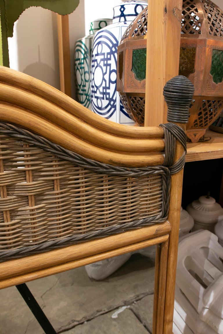 1980s Handmade Wicker Wall Mirror For Sale at 1stDibs