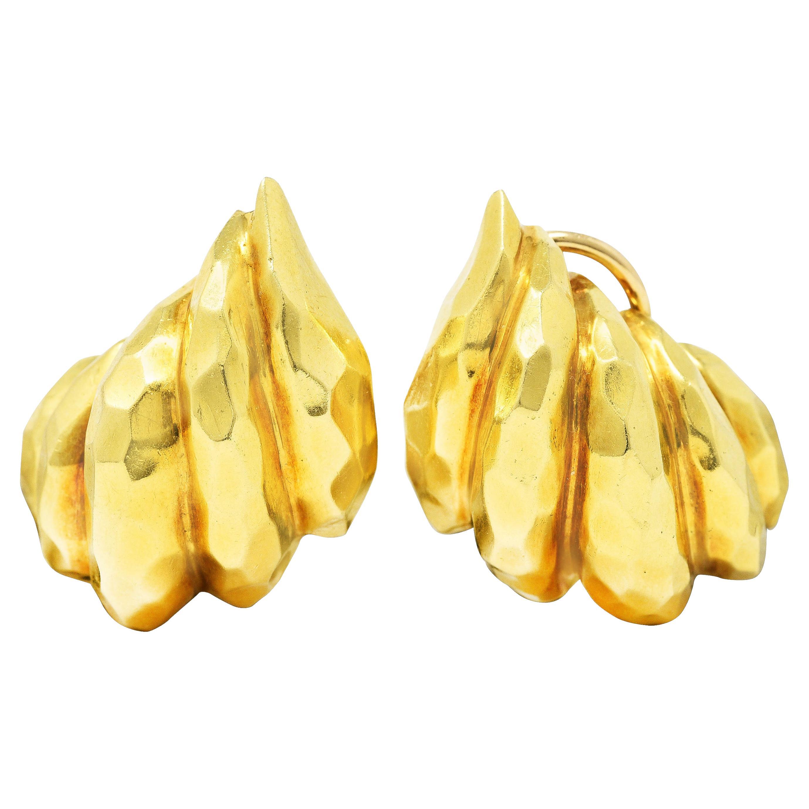 1980's Henry Dunay Vintage 18 Karat Yellow Gold Cinnabar Twist Earrings ...