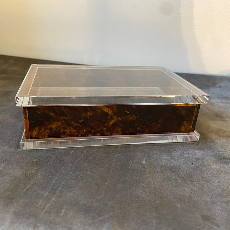 1980s High Quality Fake Tortoise Lucite Italian Jewelry Box at 1stDibs