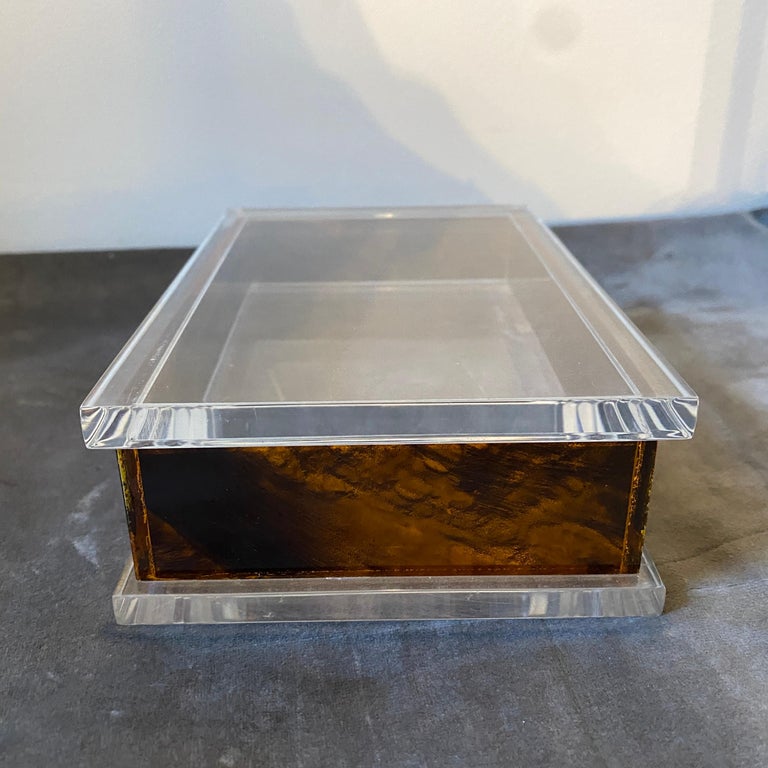 1980s High Quality Fake Tortoise Lucite Italian Jewelry Box at 1stDibs