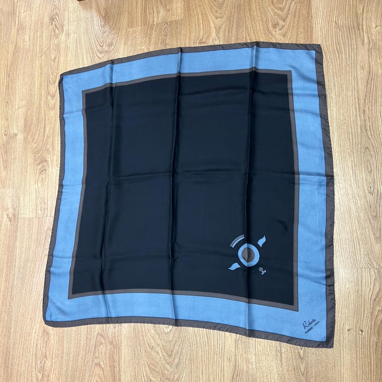 1980s Iconic Blue and Brown Silk Square Scarf by Roberta di Camerino ...