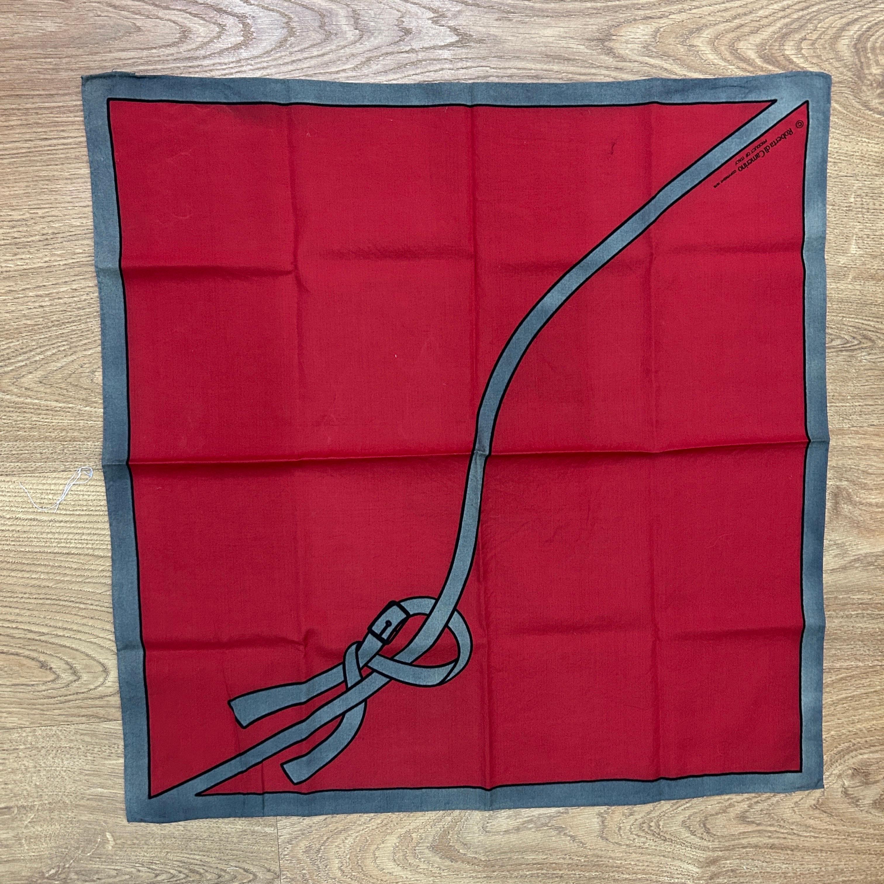 1980s Iconic Italian Red and Gray Silk Scarf by Roberta di Camerino For ...