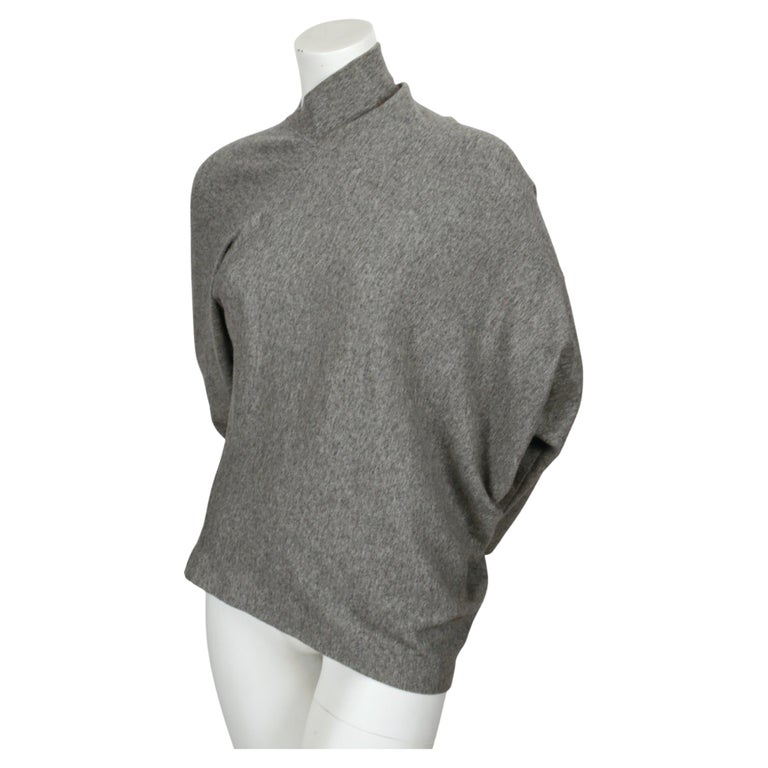 1980's ISSEY MIYAKE grey draped sweater top For Sale at 1stDibs