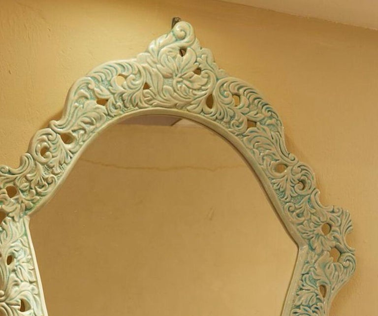 1980s Italian Baroque Style Pottery Mirror For Sale at 1stDibs