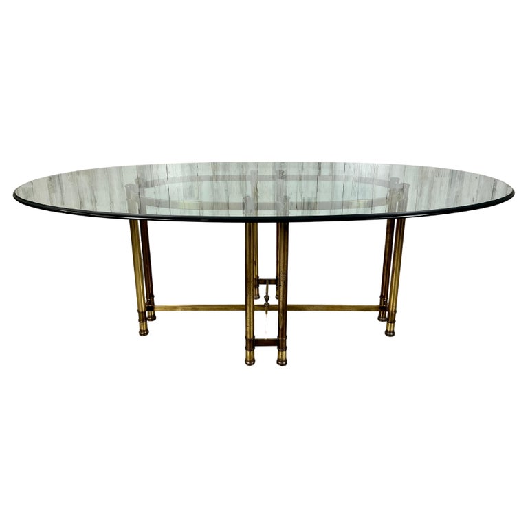 1980's Italian Brass and Glass Dining Table For Sale at 1stDibs