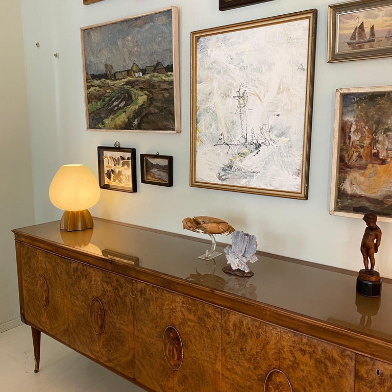 1980s Italian Memphis Style Table Lamp Green Gold Murano Glass and ...