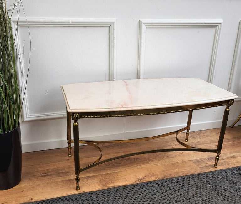 1980s Italian Mid-Century Hollywood Regency Brass and Marble Side ...