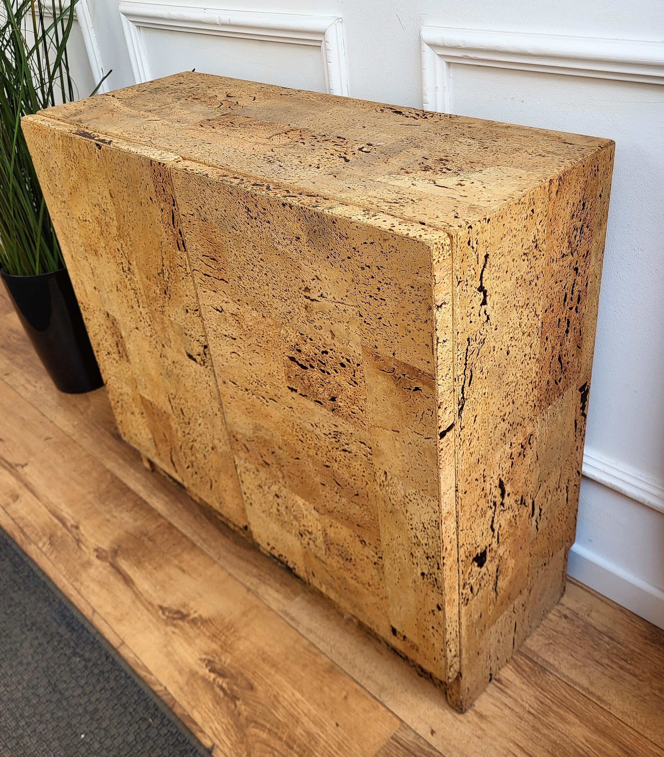 1980s Italian Mid-Century Modern Cork Dry Bar Cabinet For Sale at 1stDibs