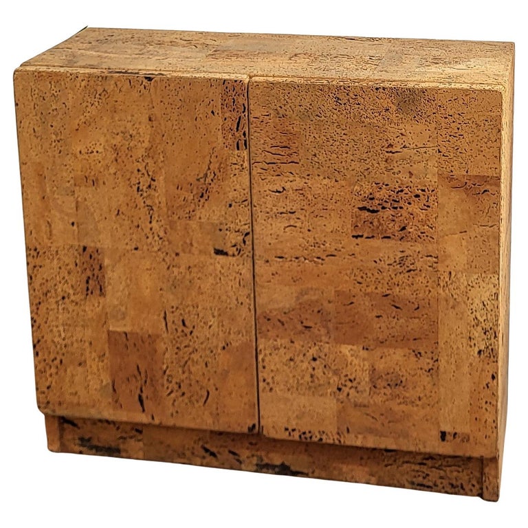 1980s Italian Mid-Century Modern Cork Dry Bar Cabinet For Sale at 1stDibs
