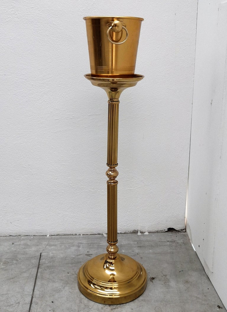 1980s Italian Modern Regency Neoclassical Brass Pedestal, Flower Pot ...