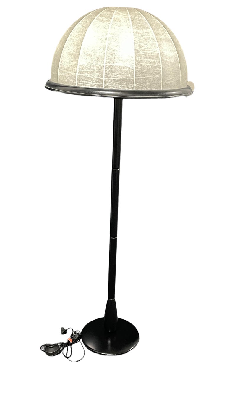 1980s, Italian Modern Wood and Cocoon Shade Floor Lamp For Sale at 1stDibs