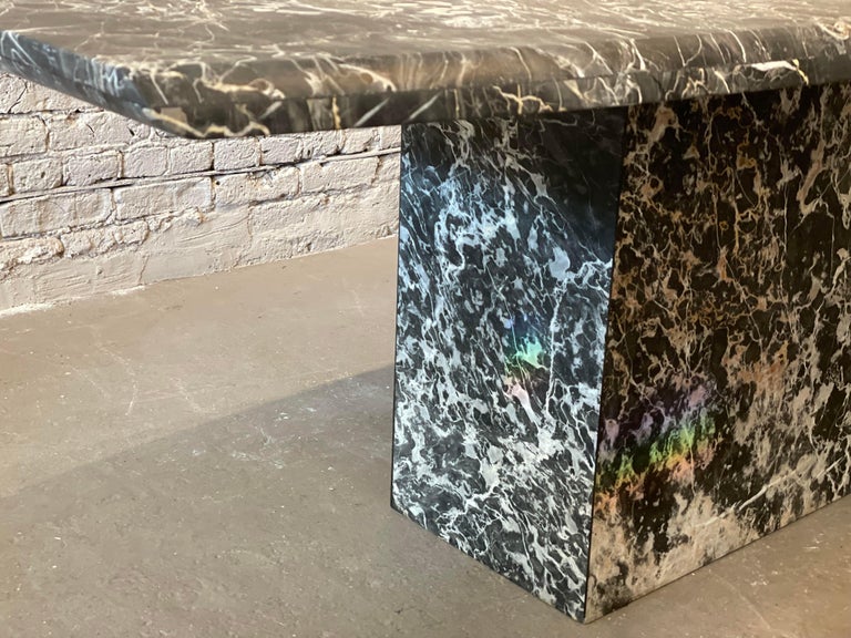 1980s, Italian Nero Portoro Marble Vintage Dining Table For Sale at 1stDibs